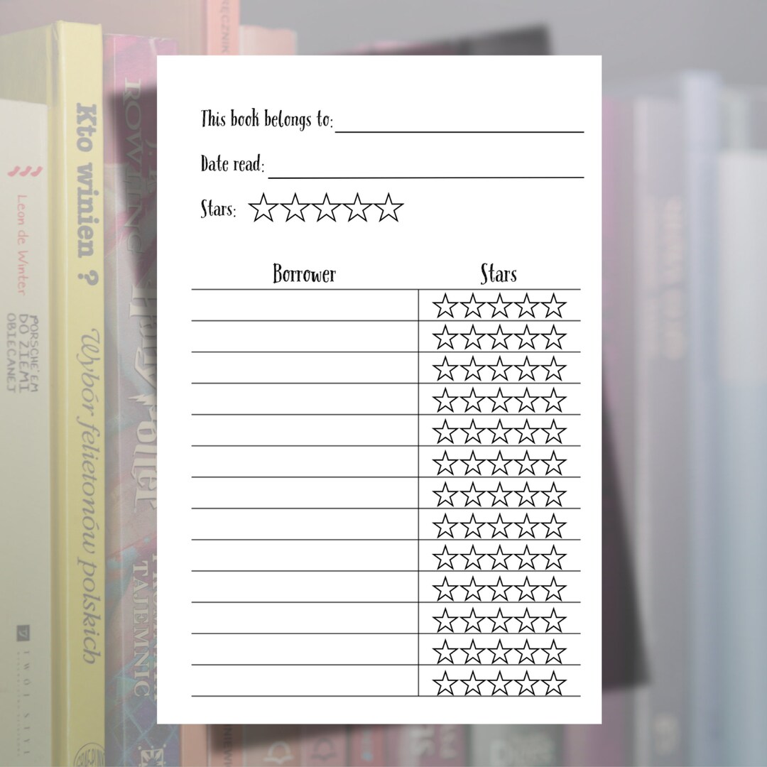 Book Rating Stickers, Book Club Borrowing Log Labels, Custom Book ...