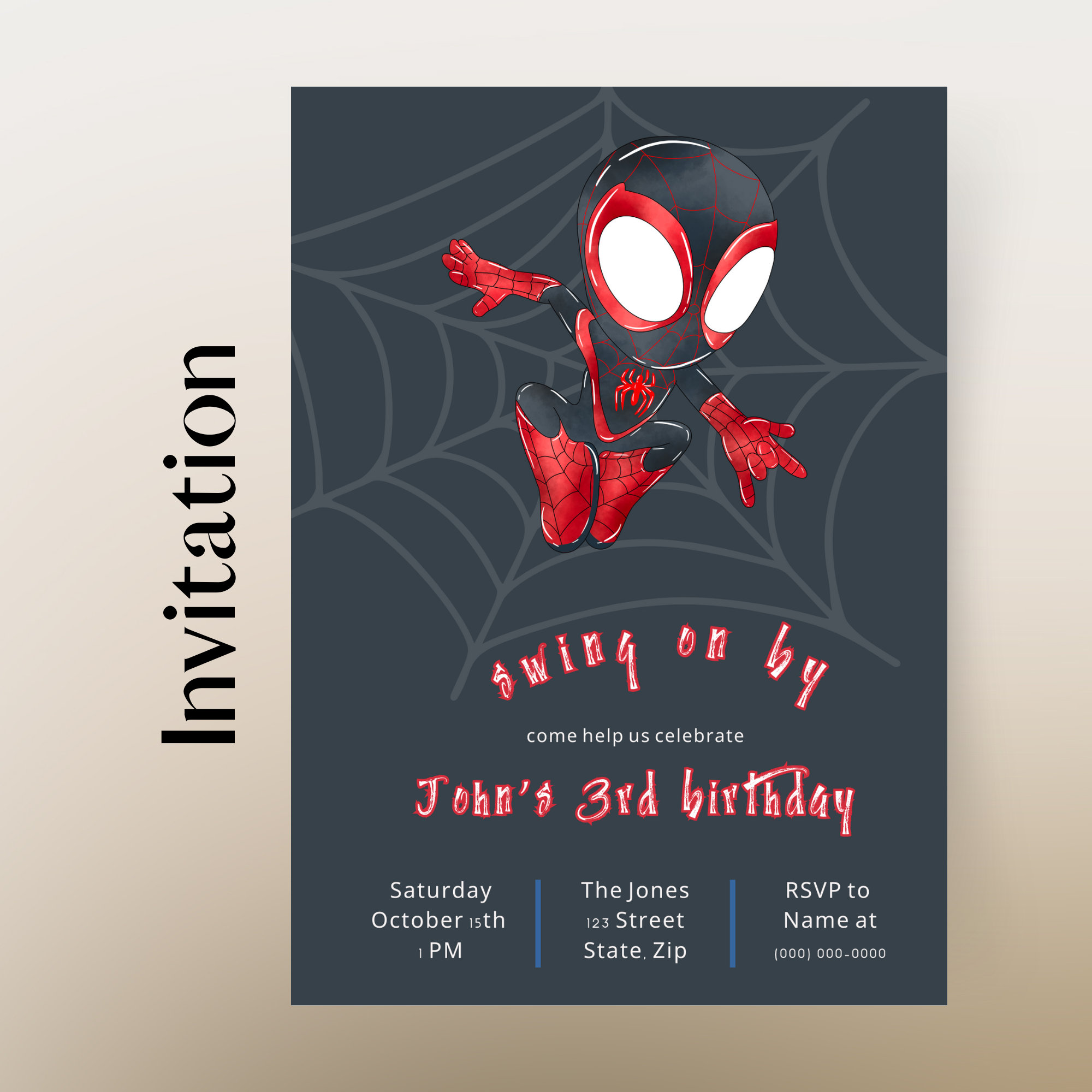 Spin Editable Birthday Invitation Template, Printable or Digital Custom ...