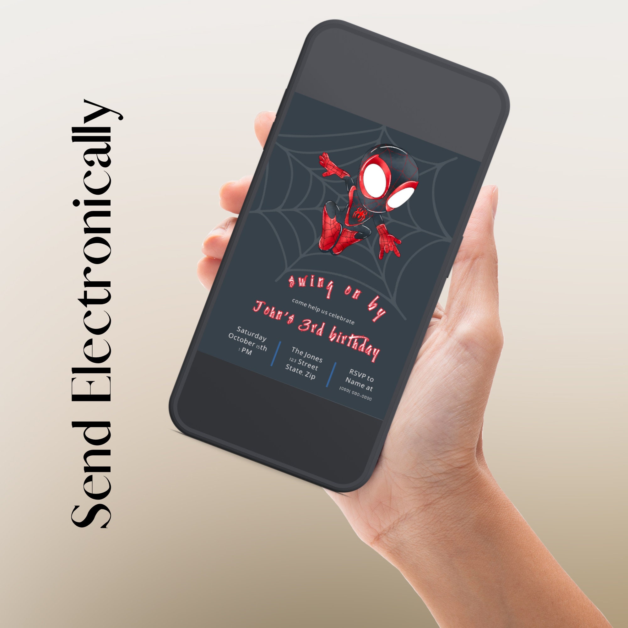 Spin Editable Birthday Invitation Template, Printable or Digital Custom ...