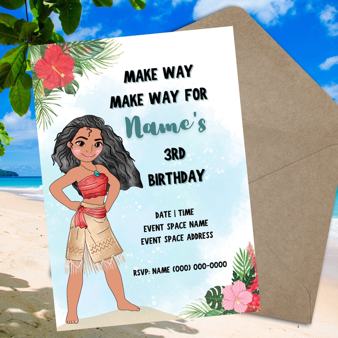 Moana Editable Birthday Invitation Template, Printable or Digital ...