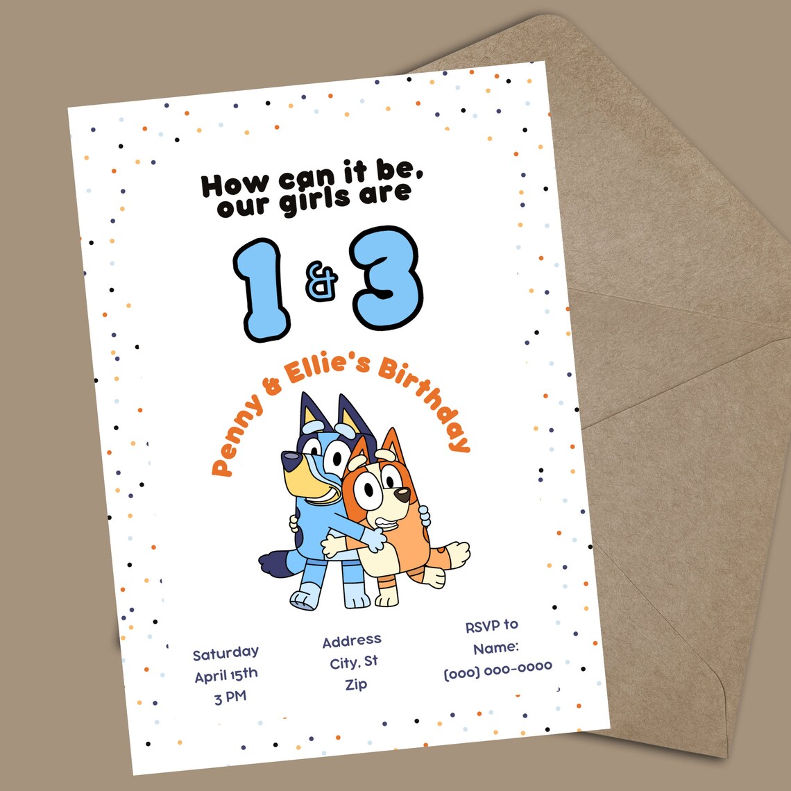 Editable Bluey and Bingo Birthday Invitation Customizable - Etsy
