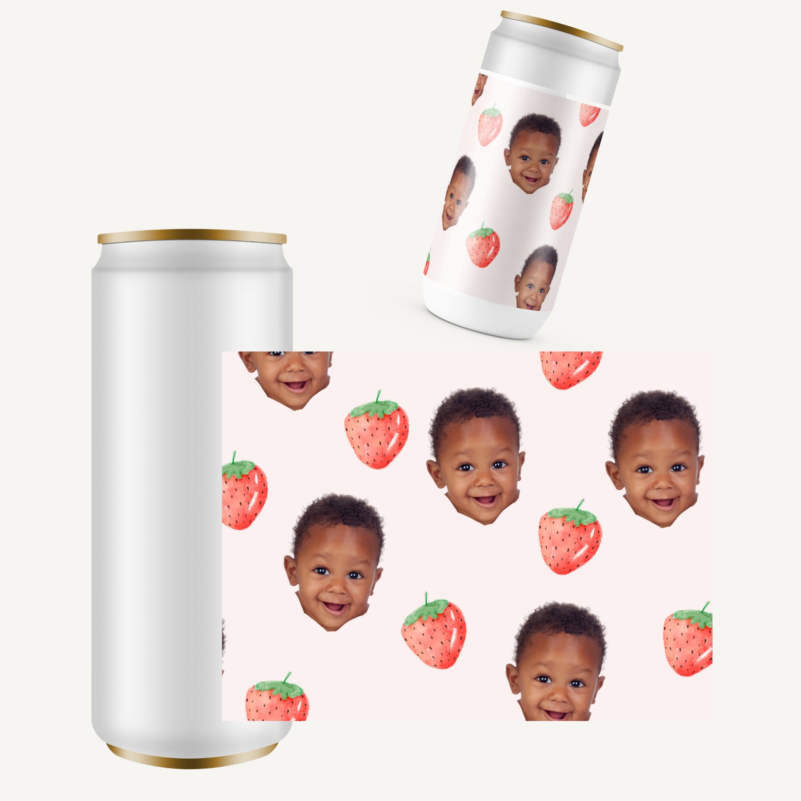 Berry 1st Birthday - Custom Strawberry & Baby Face Seltzer Can Labels ...
