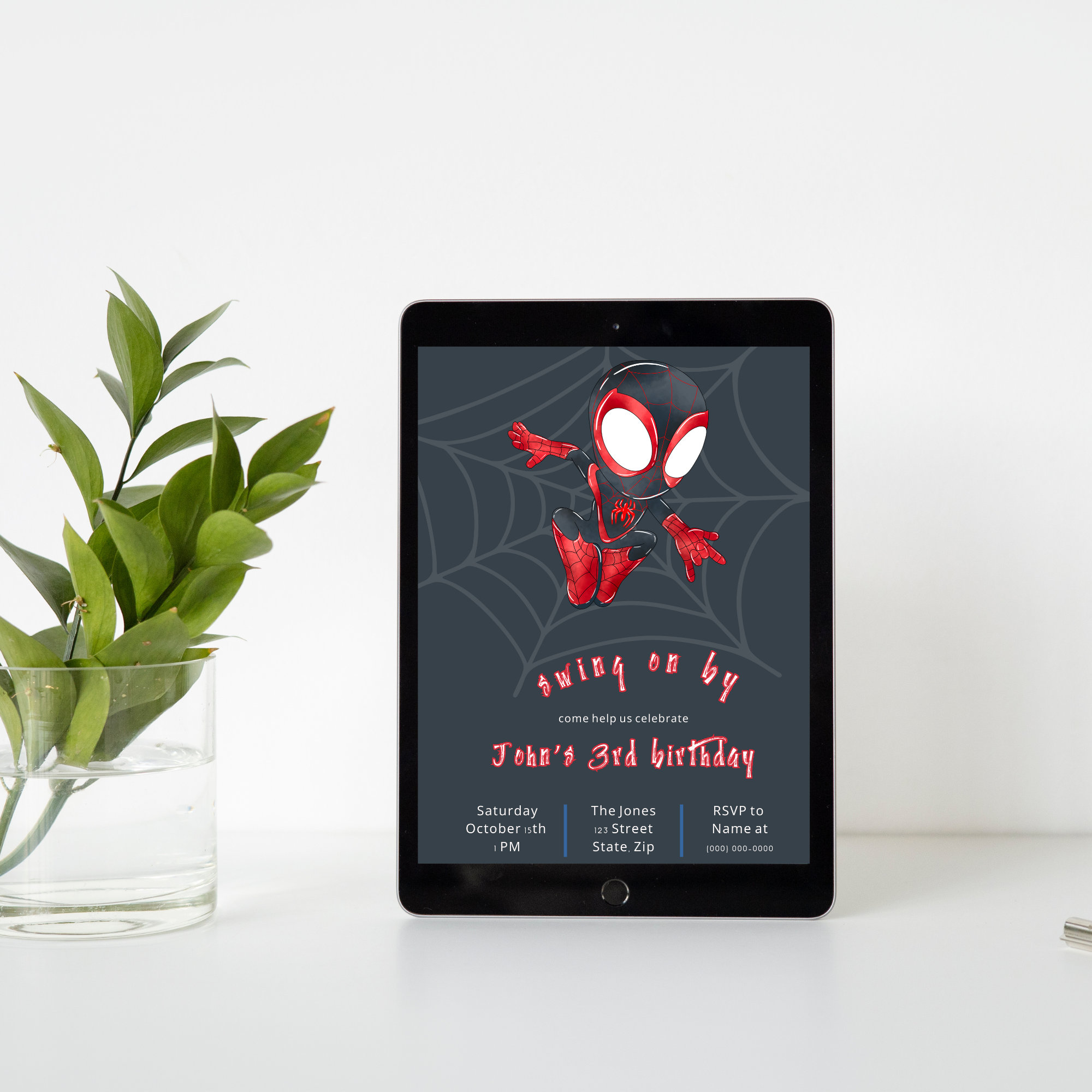 Spin Editable Birthday Invitation Template, Printable or Digital Custom ...