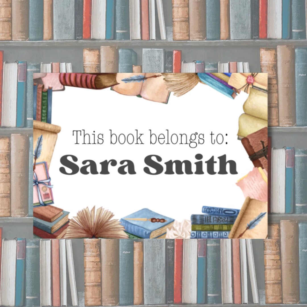 Personalized "this Book Belongs To" Stickers, Custom Name Bookplate ...