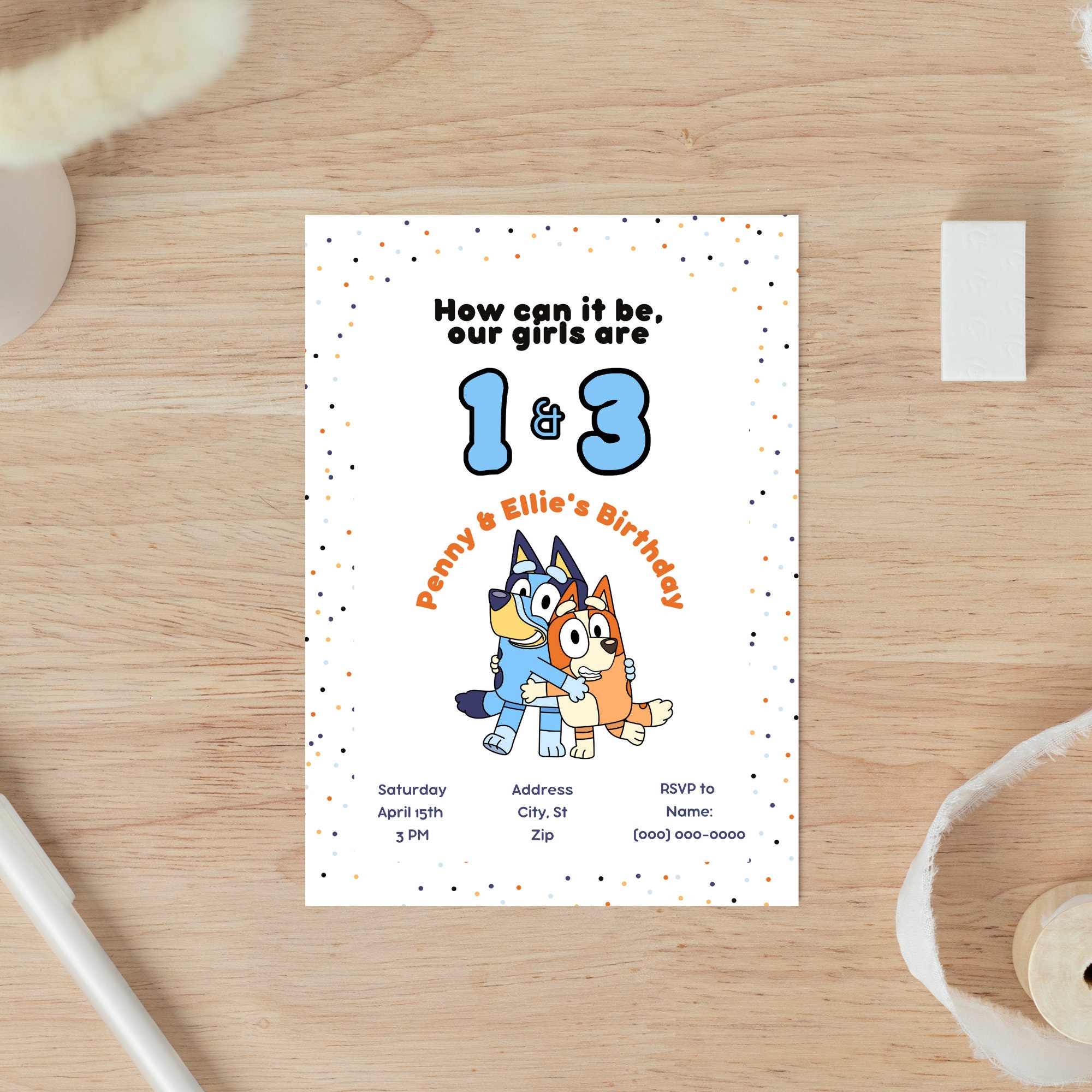 Editable Bluey and Bingo Birthday Invitation Customizable - Etsy