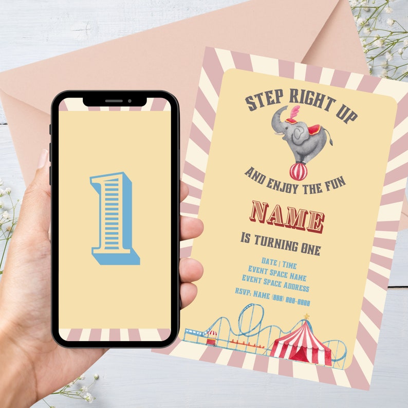Circus Editable Birthday Invitation Template, Printable or Digital ...