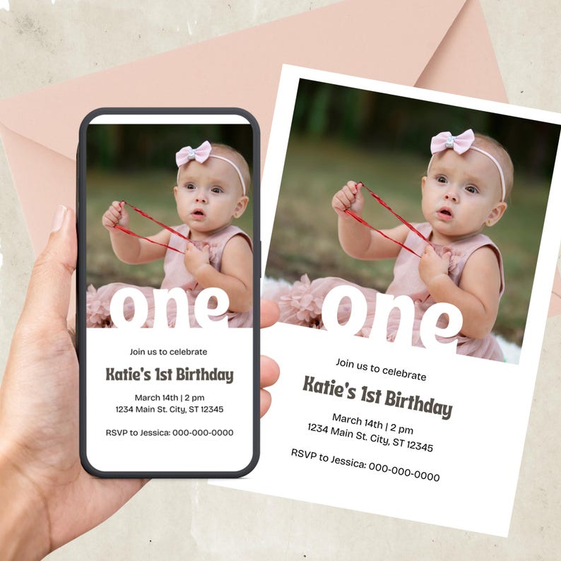 Personalized Photo Birthday Invitations, Custom Digital Download for ...