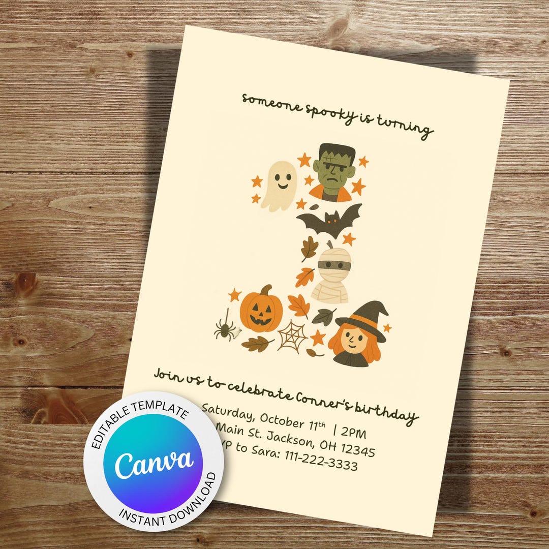 Spooky One First Birthday Invitation | Halloween 1st Birthday Party ...