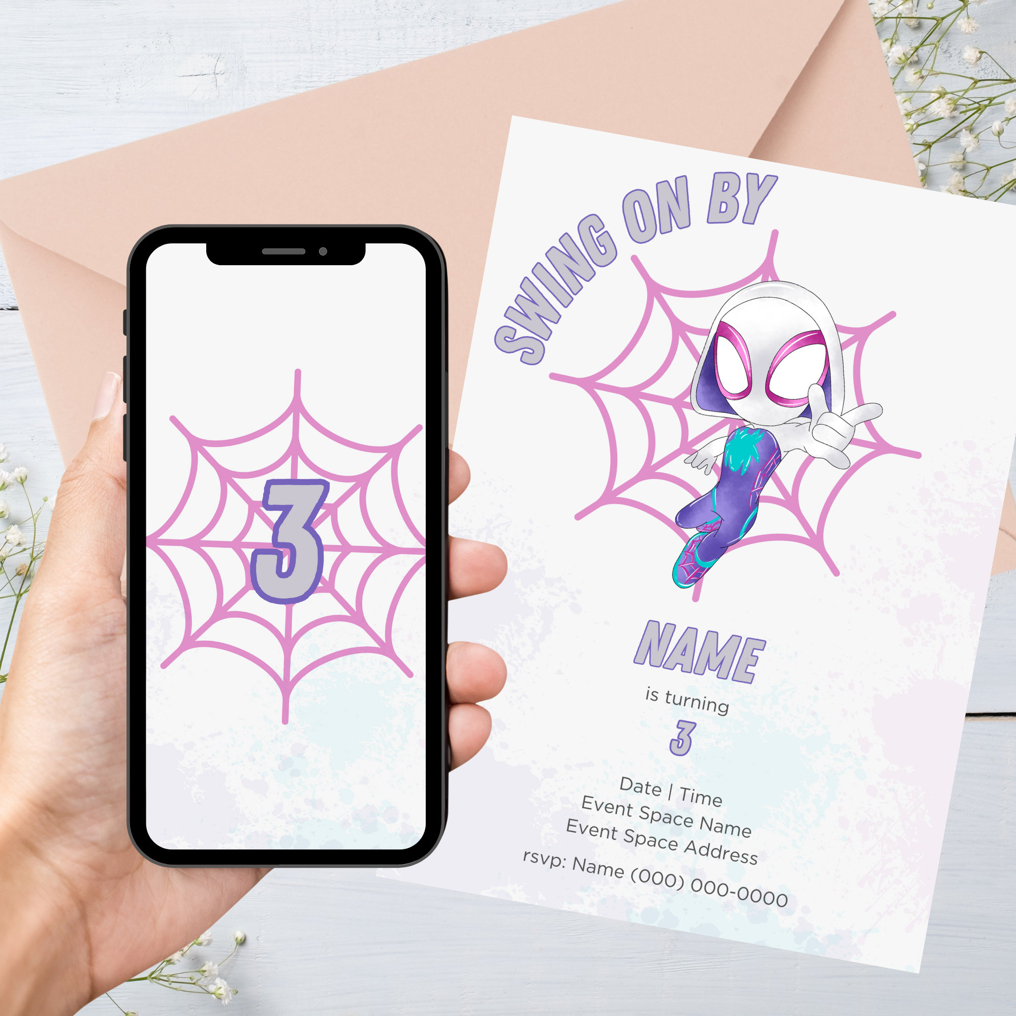 Ghost-spider Editable Birthday Invitation Template, Printable or ...