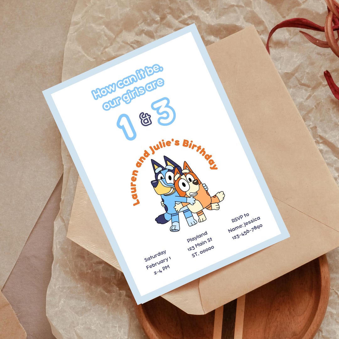 Editable Bluey and Bingo Birthday Invitation - Customizable Digital ...