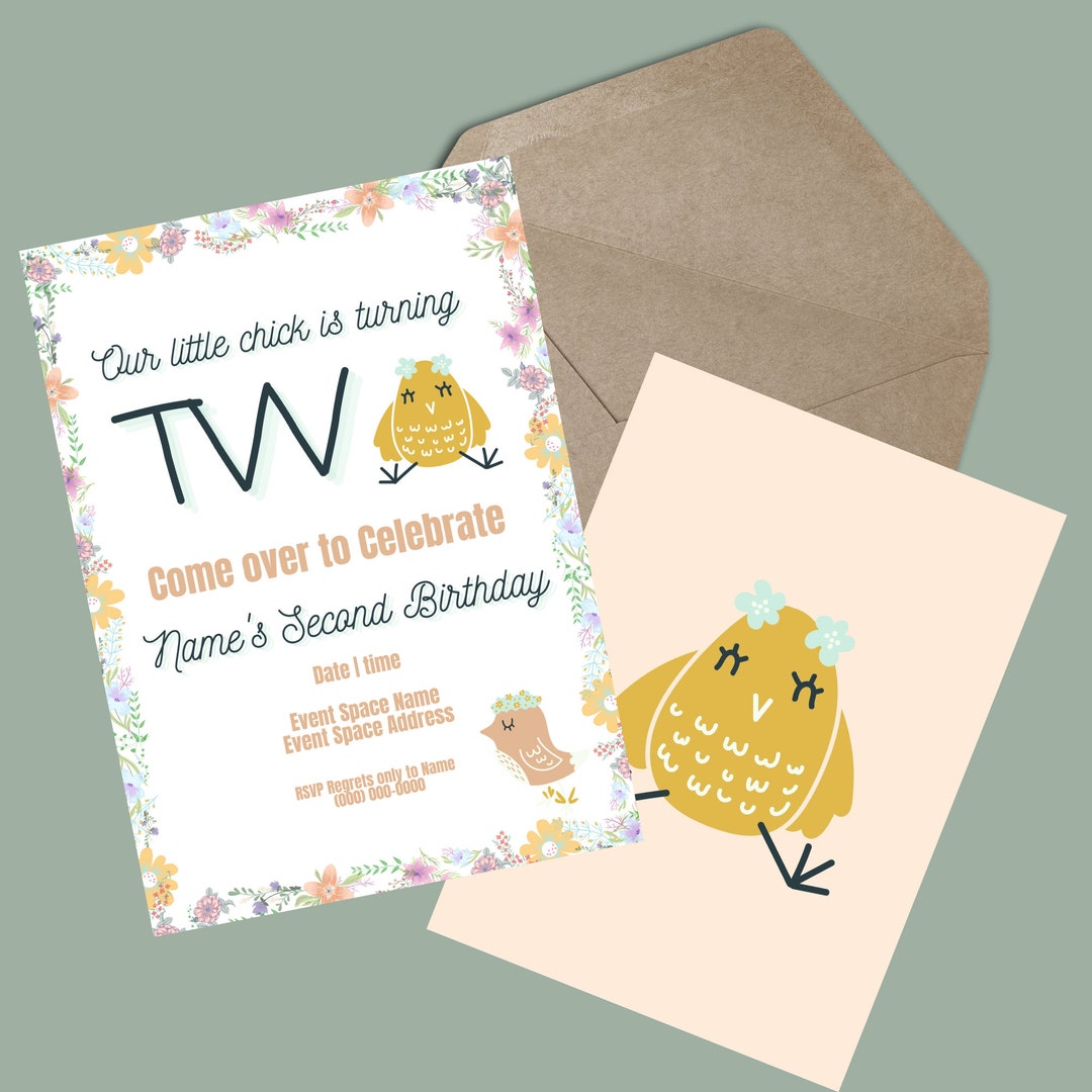 Our Little Chick is Turning Two | Little Chick Birthday | Watercolor ...