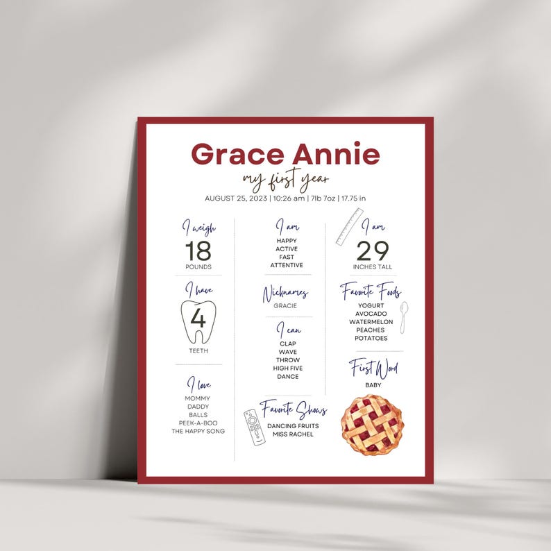 Editable First Year Milestone Sign | Custom Baby Milestone Poster | 1st ...