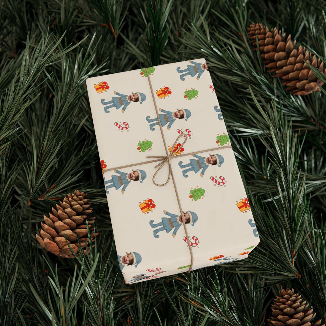 Custom Elf Wrapping Paper With Face – Funny Christmas Gift Wrap With ...