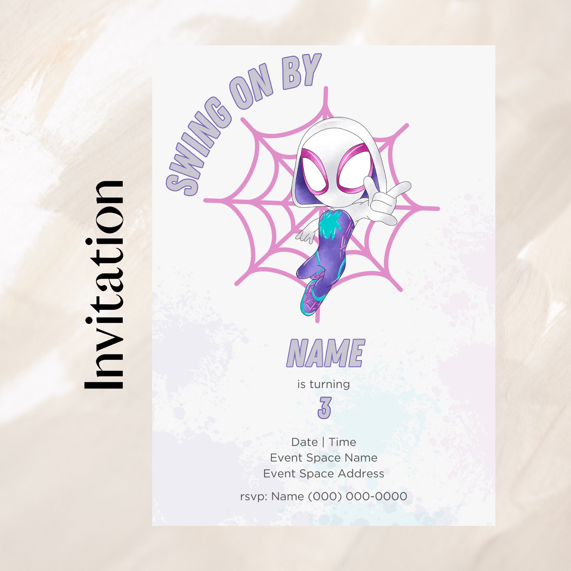 Ghost-spider Editable Birthday Invitation Template, Printable or ...