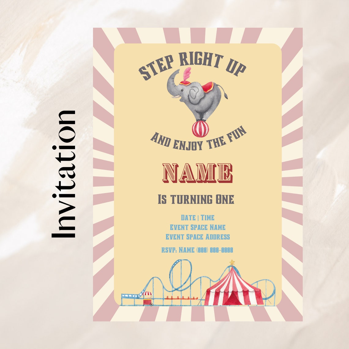 Circus Editable Birthday Invitation Template, Printable or Digital ...