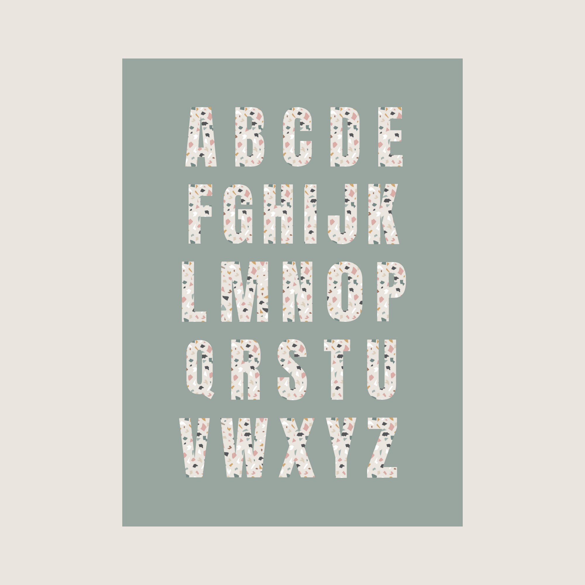 Terrazzo Alphabet Art Digital Download, Number and Shape Prints ...