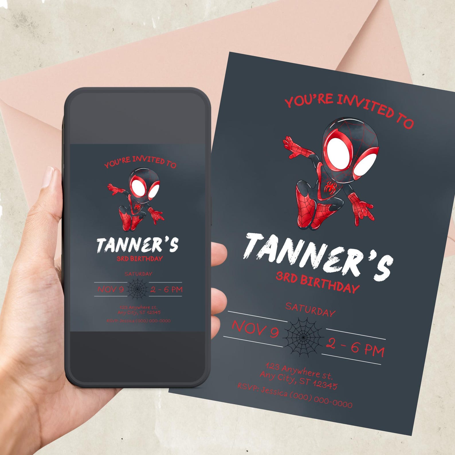 Custom Spin Birthday Invitation | Editable Digital Download | Spidey ...