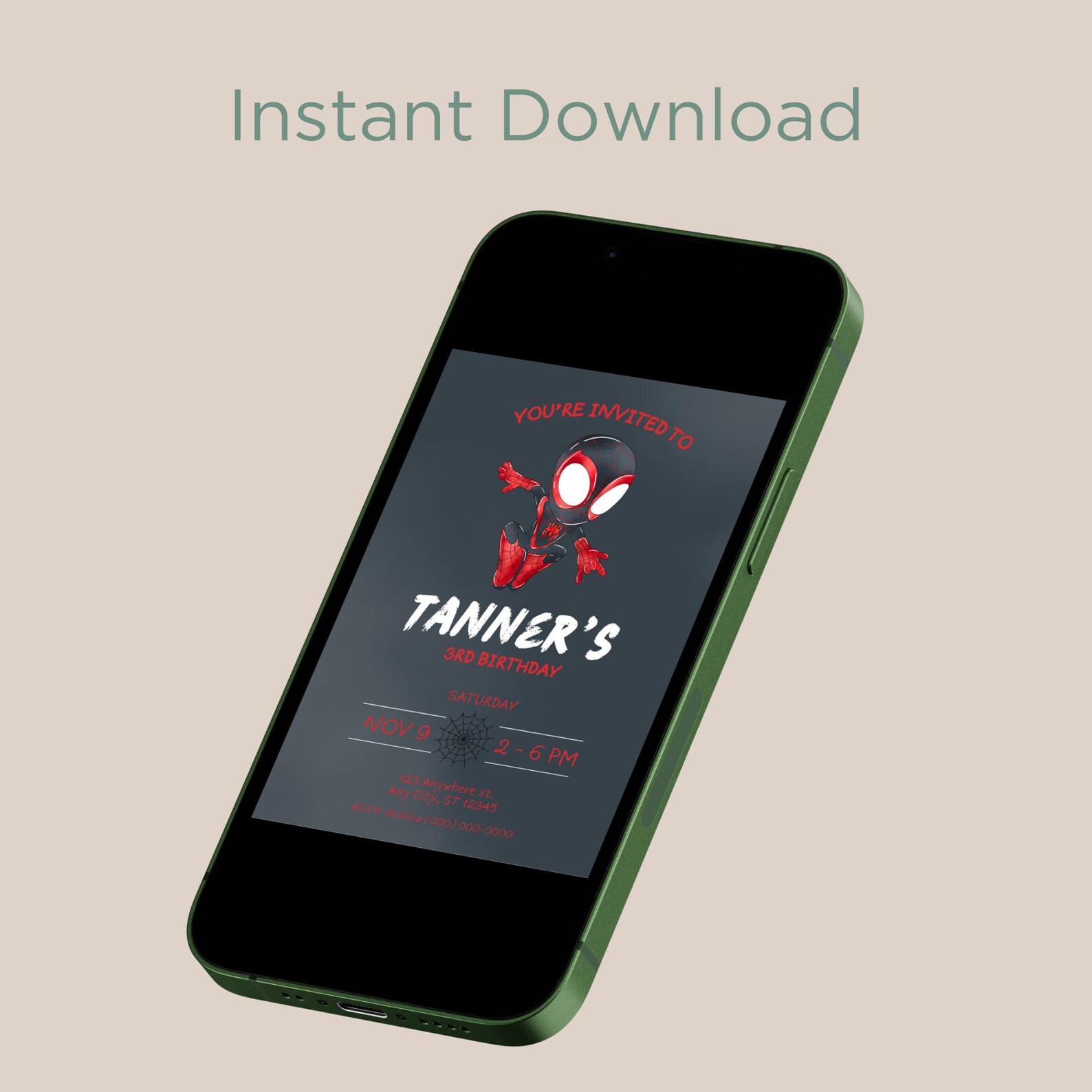 Custom Spin Birthday Invitation | Editable Digital Download | Spidey ...