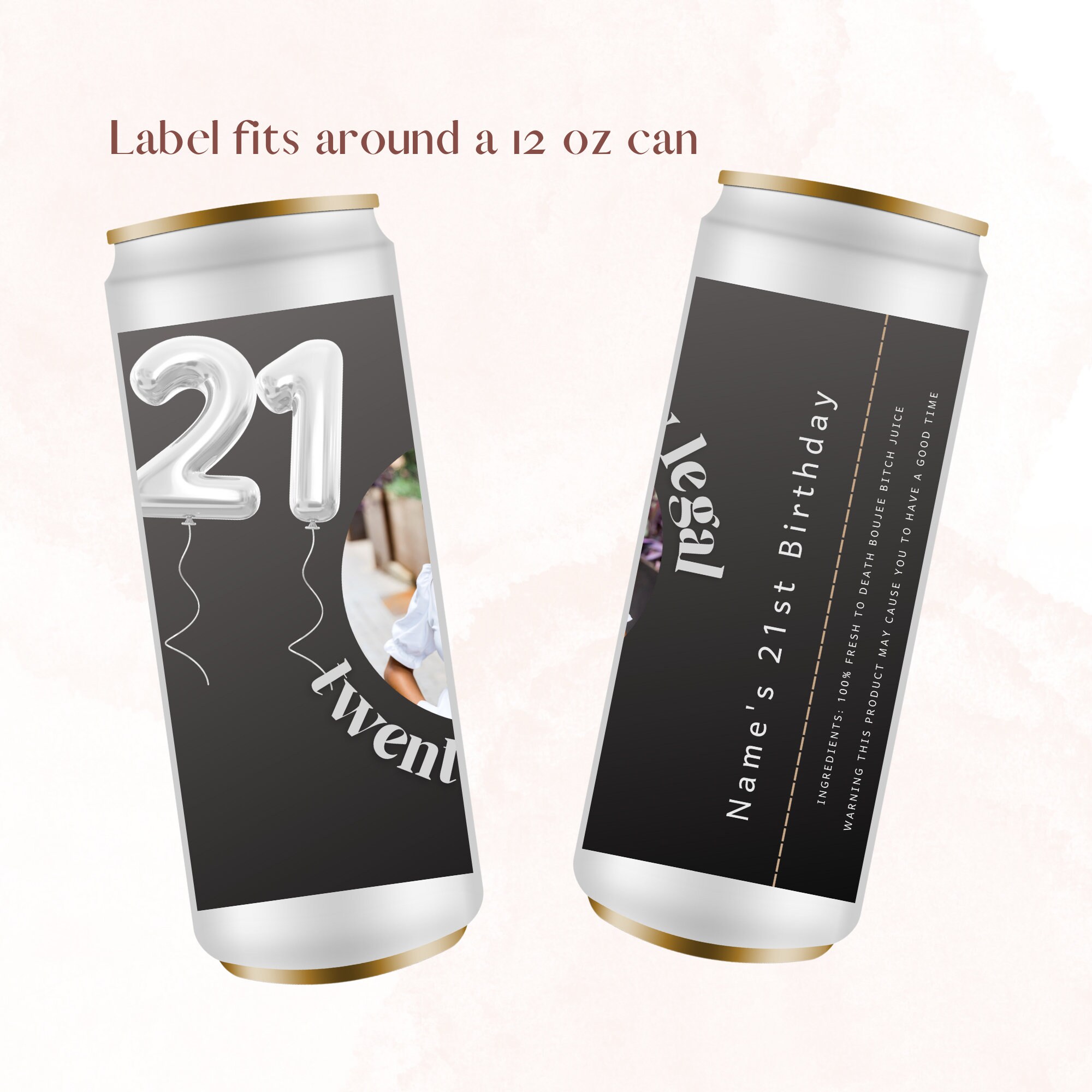 Custom 21st Birthday Photo Can Labels Personalized Skinny Can Stickers ...