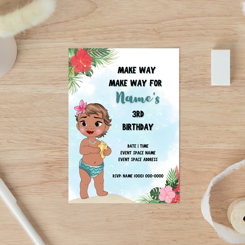 Moana Editable Birthday Invitation Template Printable or - Etsy