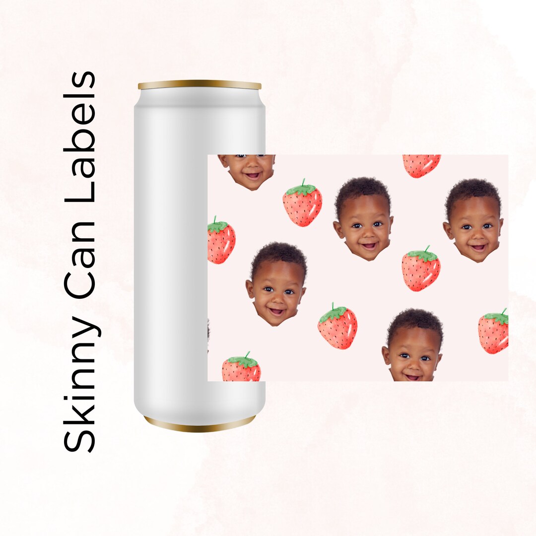 Berry 1st Birthday - Custom Strawberry & Baby Face Seltzer Can Labels ...
