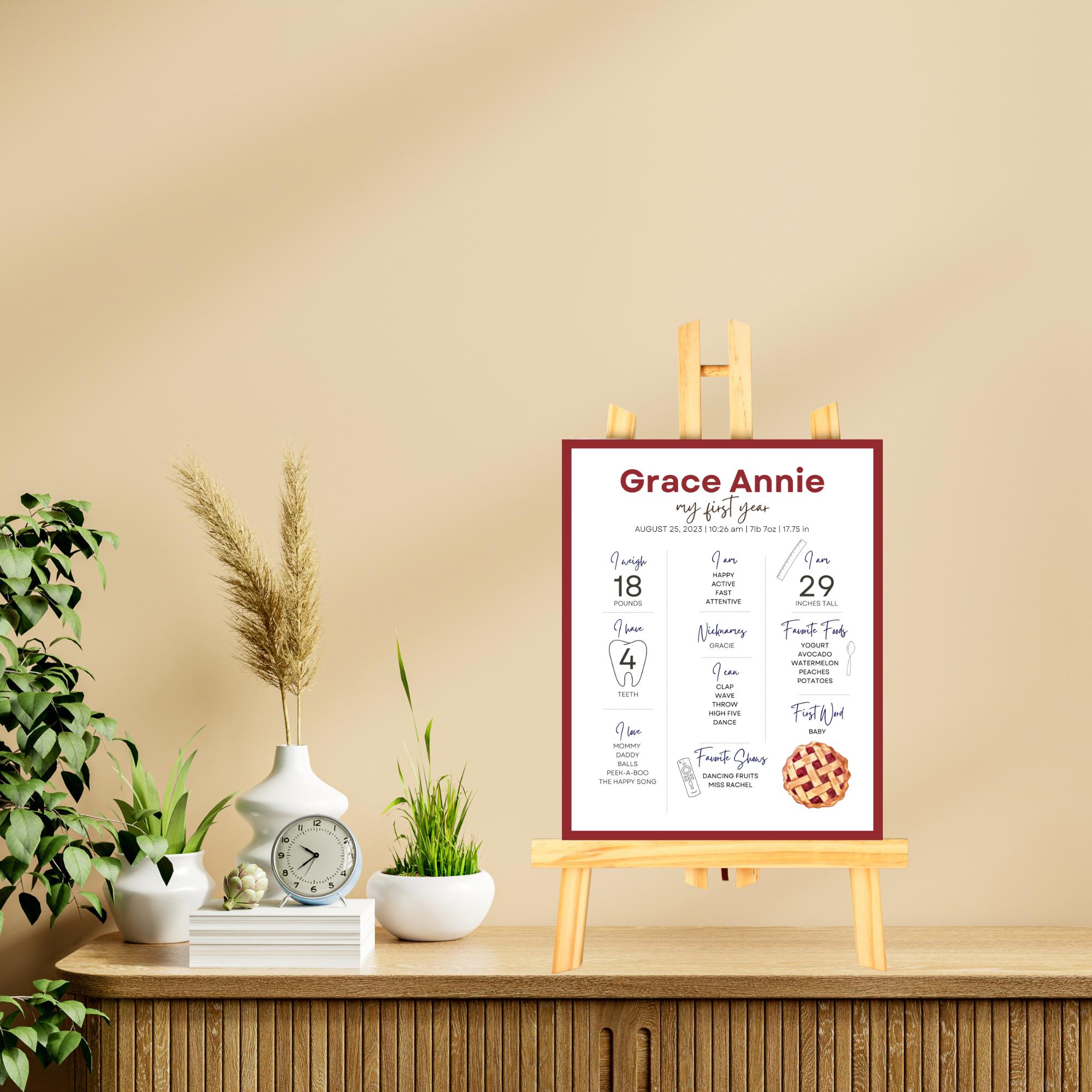 Editable First Year Milestone Sign | Custom Baby Milestone Poster | 1st ...