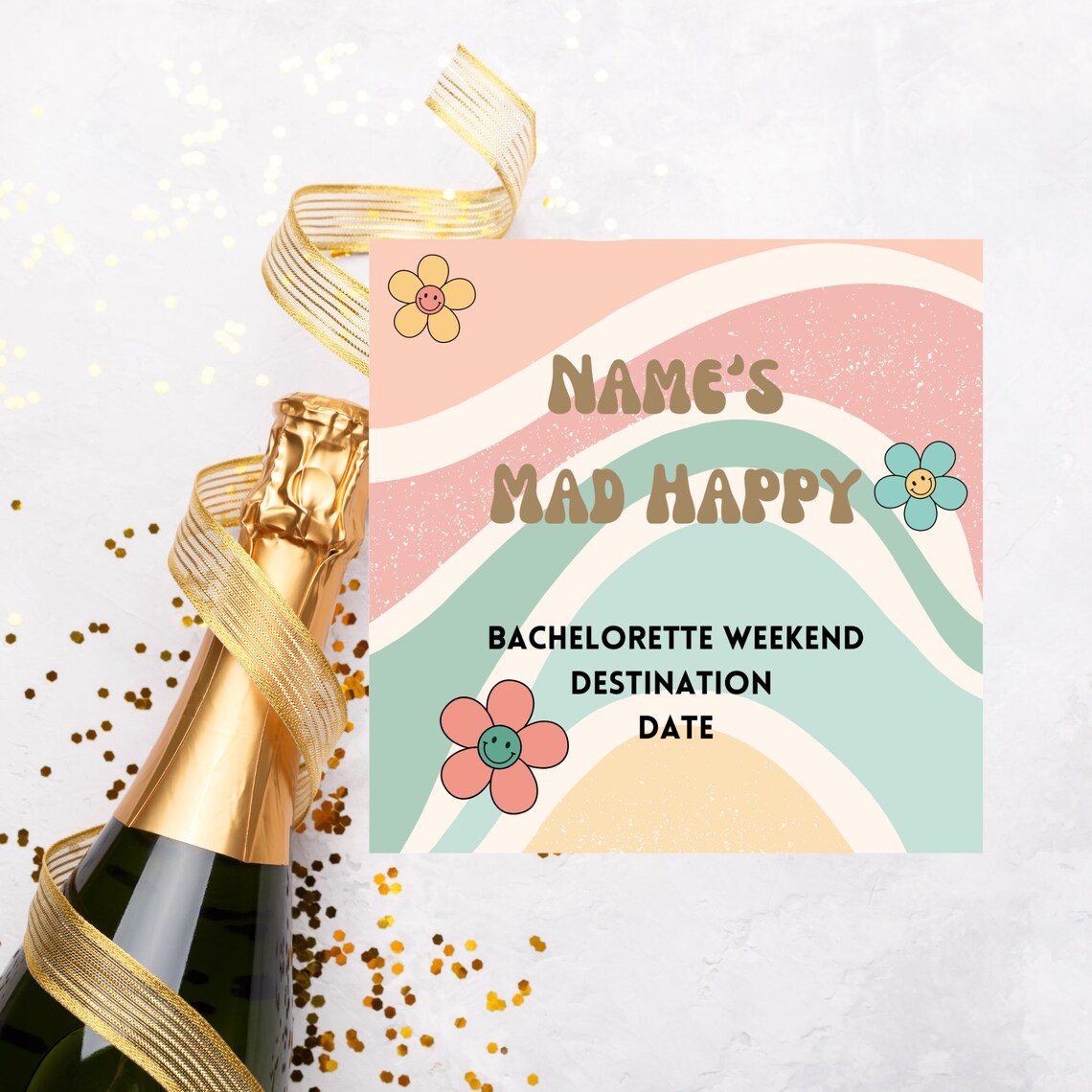 She's Mad Happy Bachelorette, Bottle Label, Customized Champagne Label ...