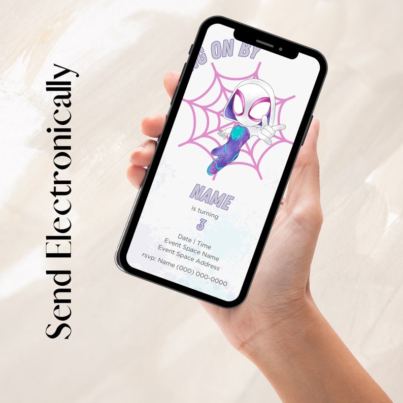 Ghost-spider Editable Birthday Invitation Template, Printable or ...