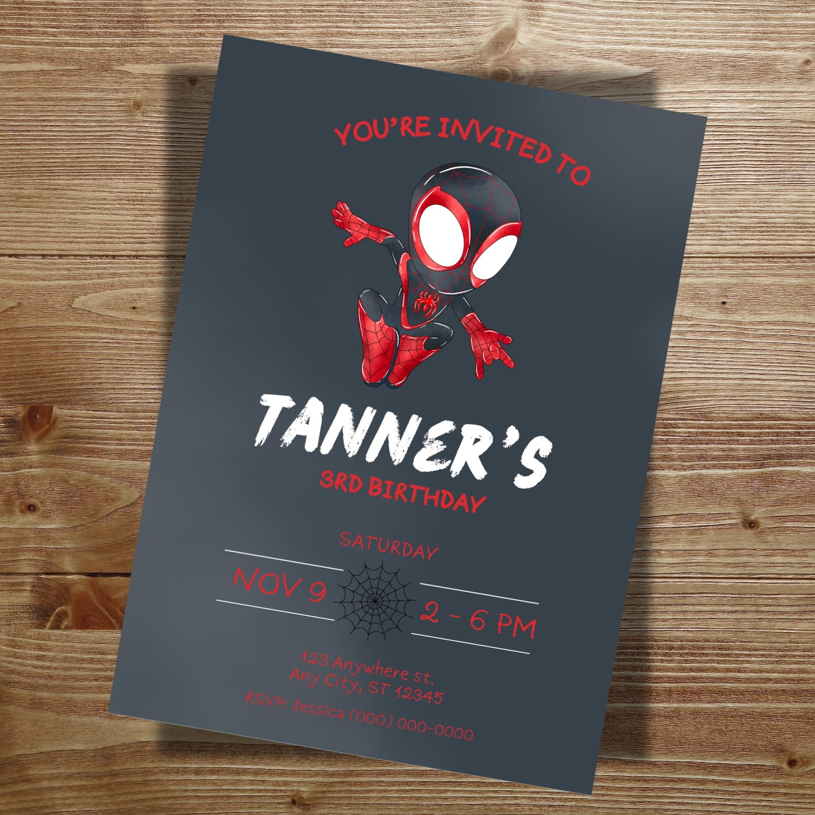 Custom Spin Birthday Invitation | Editable Digital Download | Spidey ...