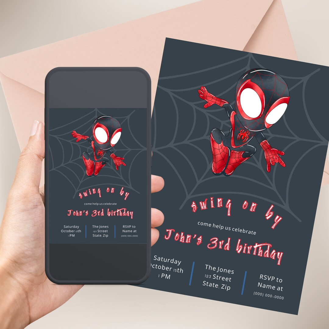 Spin Editable Birthday Invitation Template, Printable or Digital Custom ...