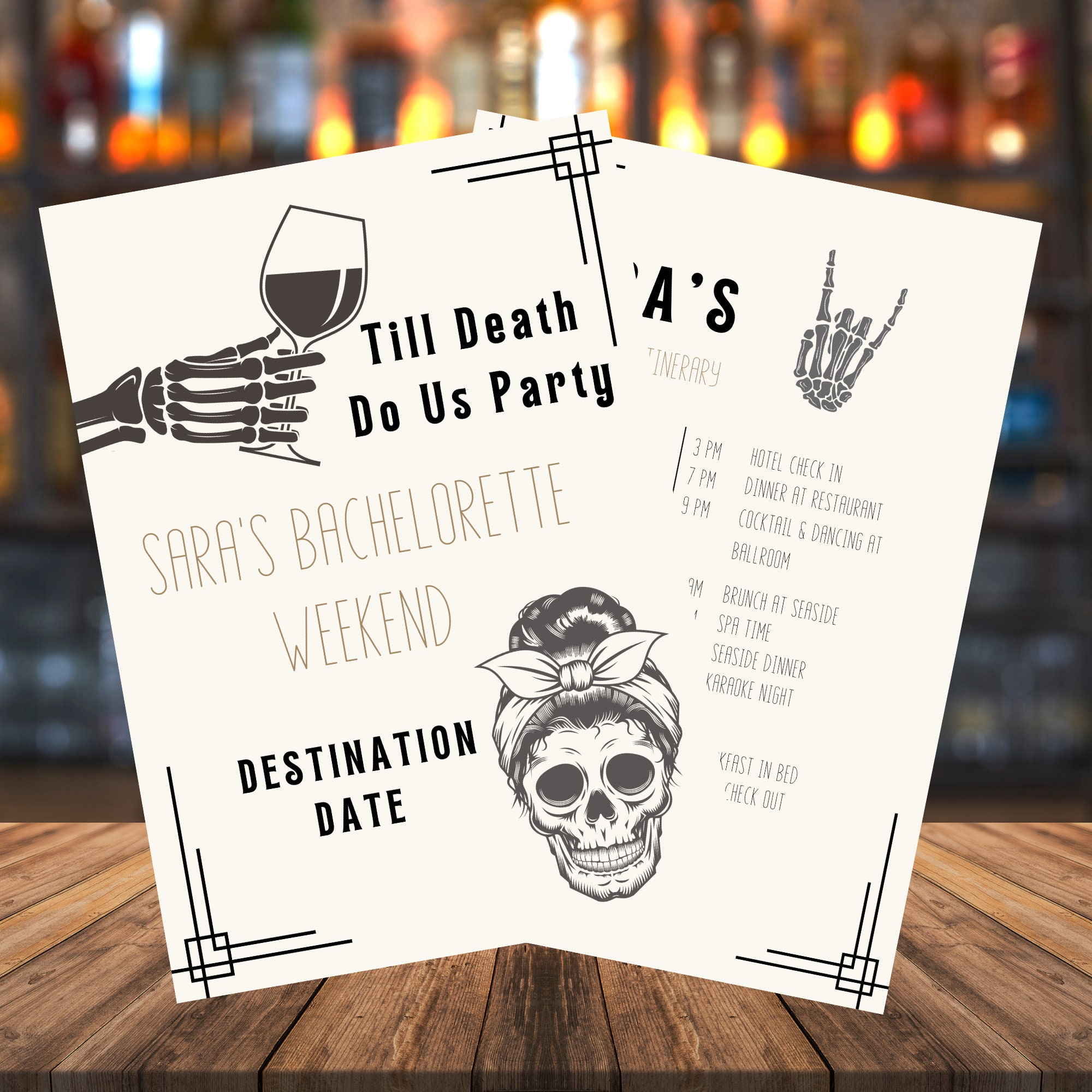 Till Death Do Us Party Bachelorette Invite and Itinerary, Rock ...