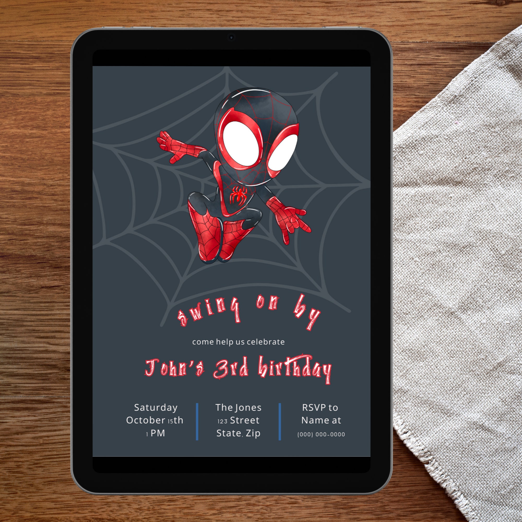 Spin Editable Birthday Invitation Template, Printable or Digital Custom ...