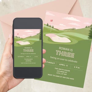 Editable Girl Golf Birthday Invitation, Pink Golf Birthday, Girl ...