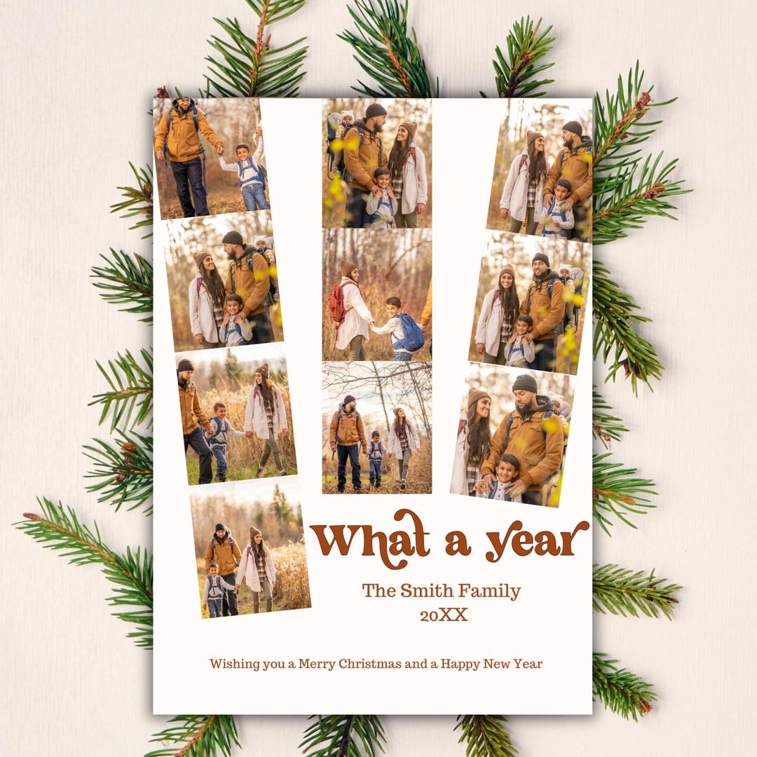 Custom Holiday Photo Cards - Modern Photo Strip Christmas Cards With ...