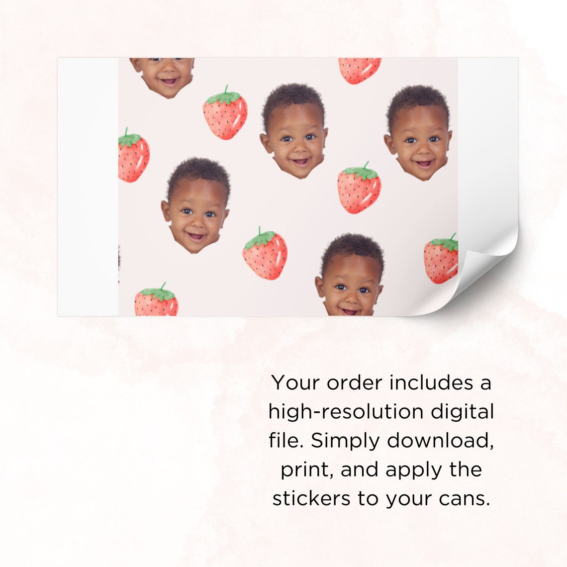 Berry 1st Birthday Custom Strawberry & Baby Face Seltzer Can Labels ...