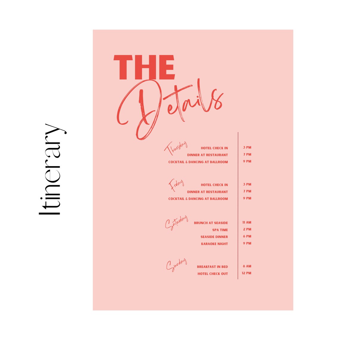 Ready Set Bachelorette Invite and Itinerary, Pretty in Pink ...