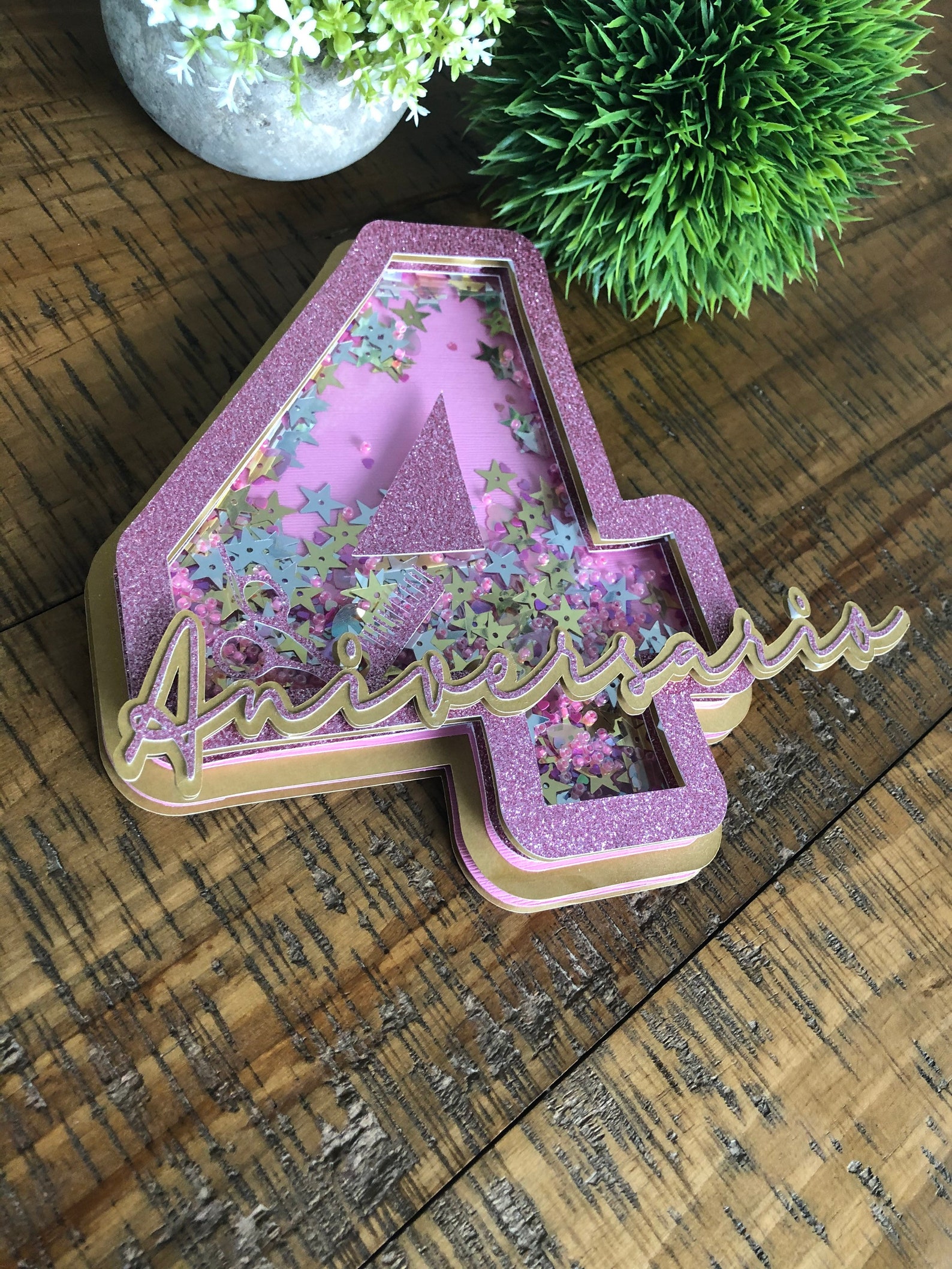 four-cake-shaker-topper-cake-topper-anniversary-cake-topper-etsy
