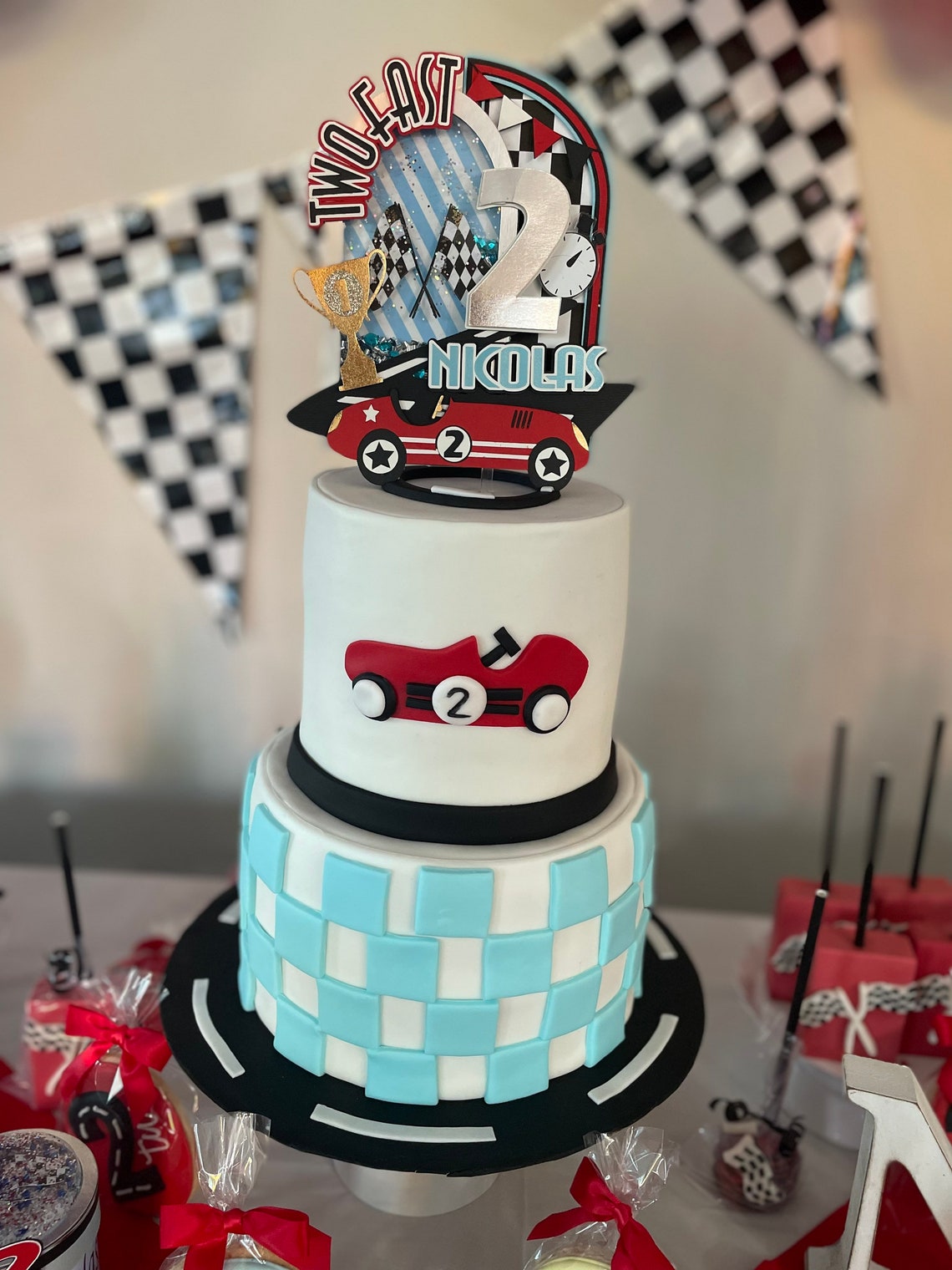 Two Fast Cake Topper Vintage Race Car Cake Topper Cars Cake - Etsy