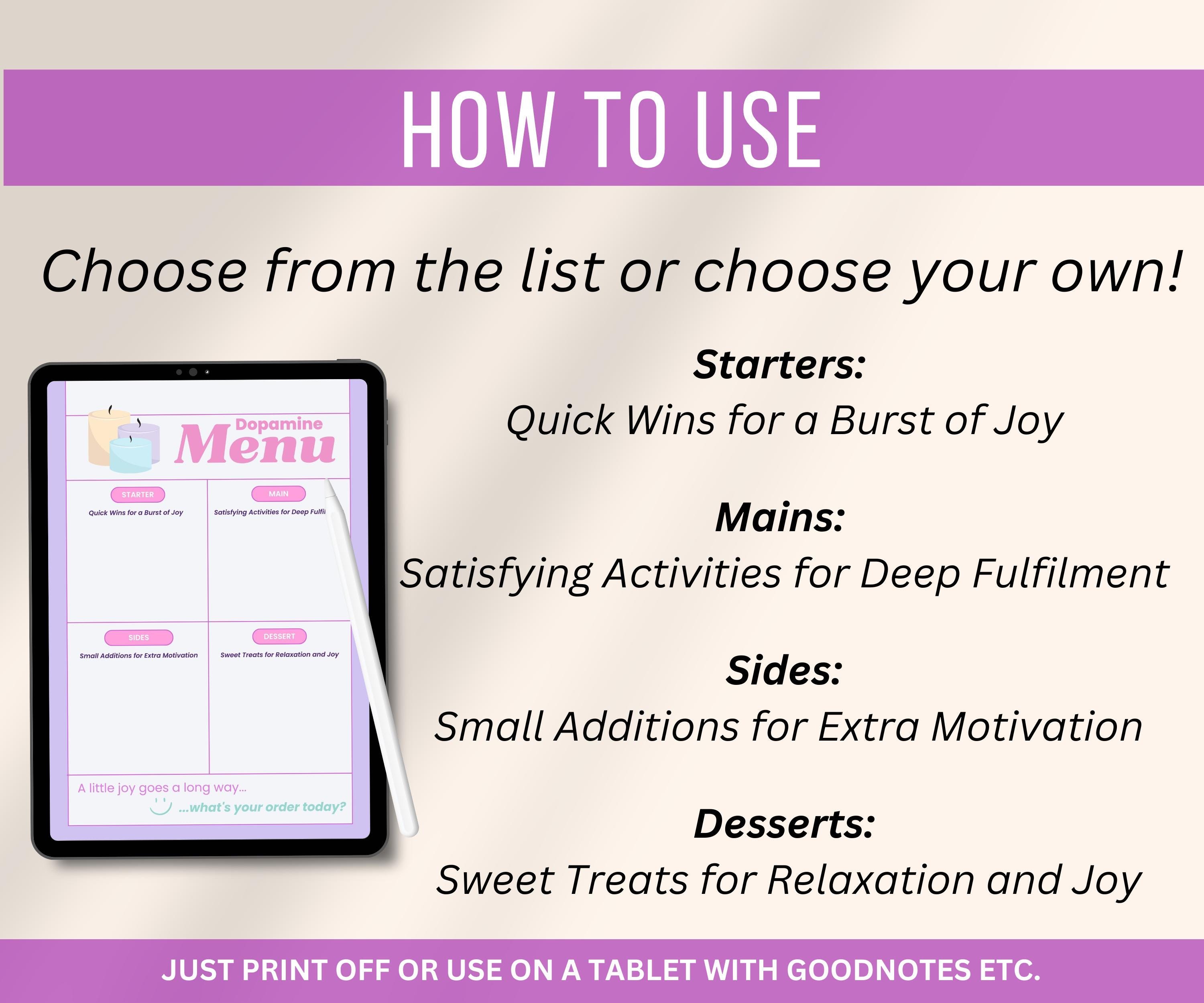 Dopamine Menu Dopamenu | 200 Tasks | Gratitude Journal | Self-care ...