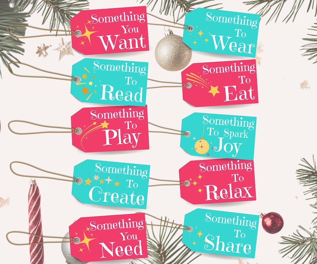 Printable Christmas Gift Tags | Something You Want, Something You Need ...