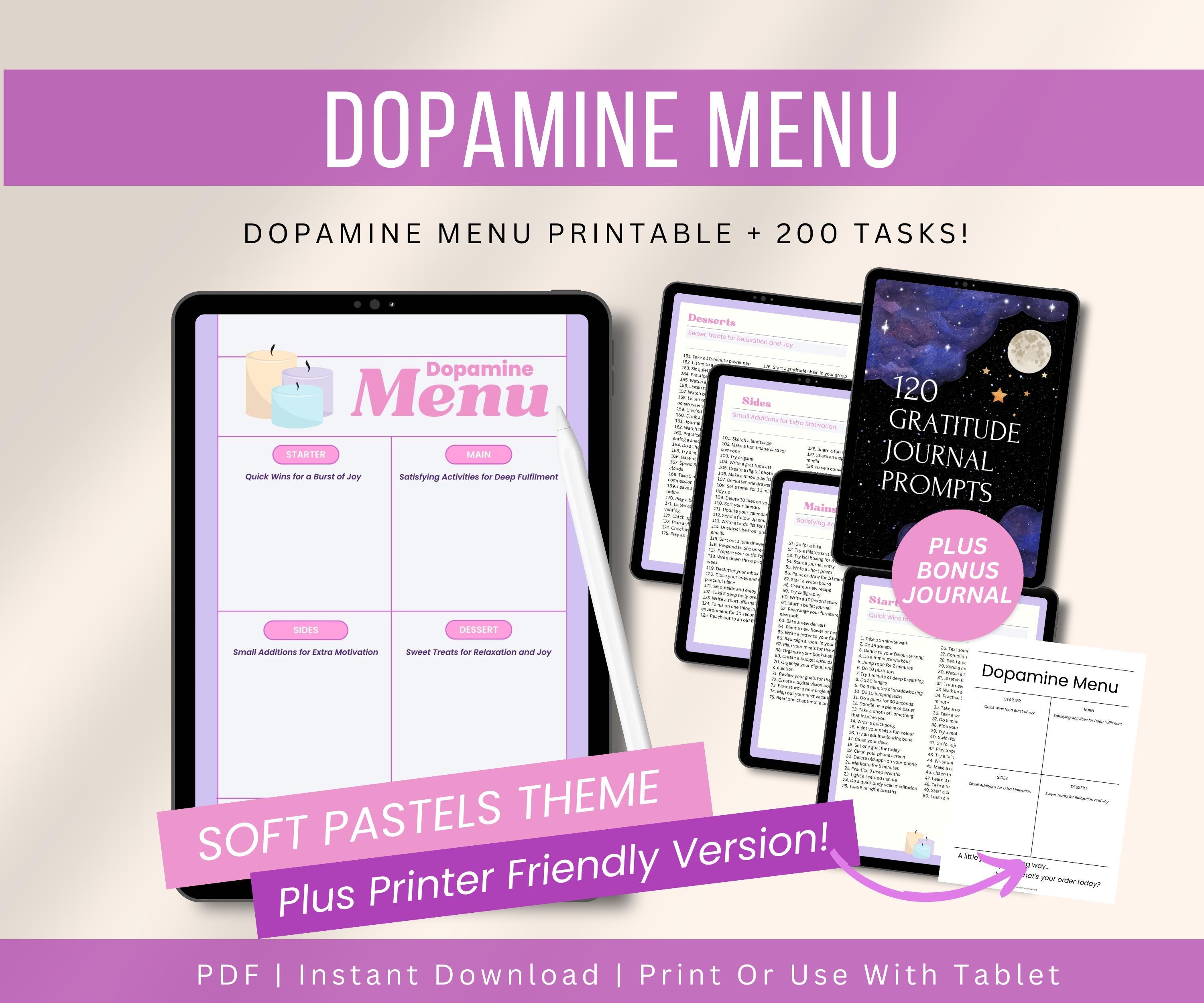 Dopamine Menu Dopamenu | 200 Tasks | Gratitude Journal | Self-care ...