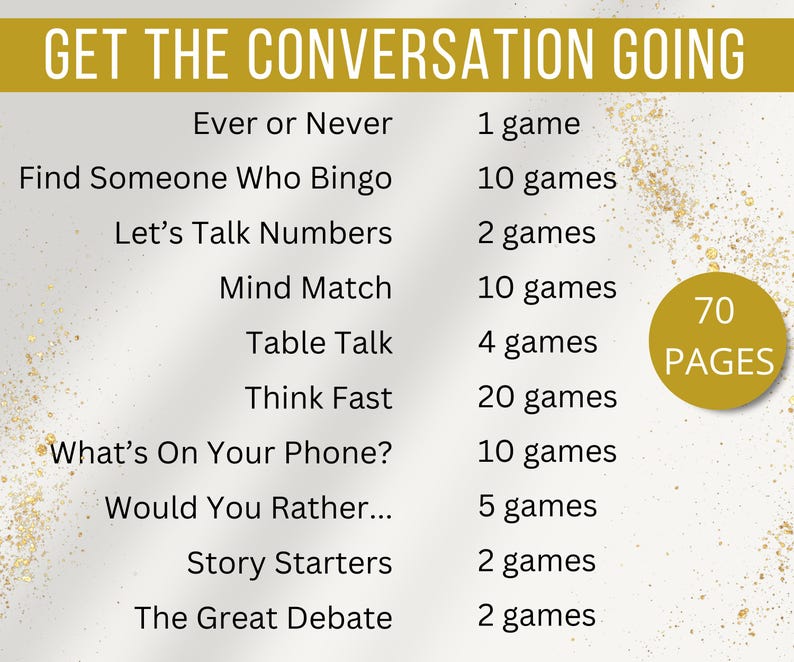 Printable Dinner Party Games | 70 Pages | PDF Download for Adults ...