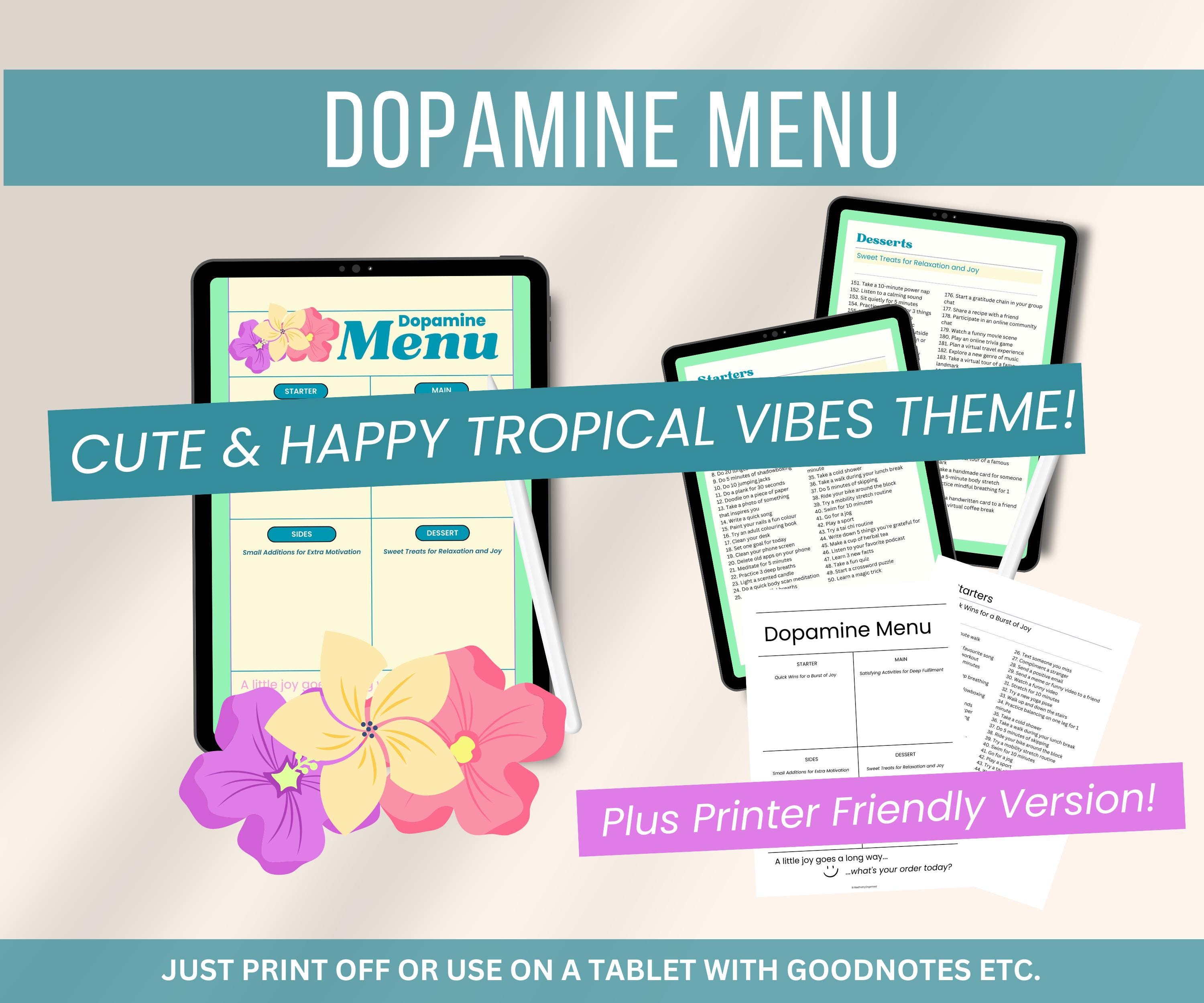 Dopamine Menu Dopamenu | 200 Tasks | Gratitude Journal | Self-care ...