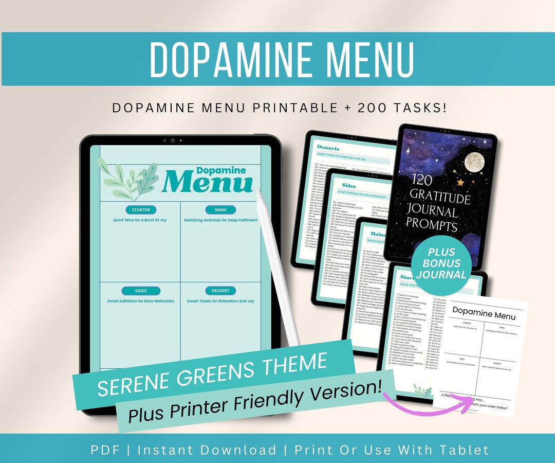 Dopamine Menu Dopamenu | 200 Tasks | Gratitude Journal | Self-care ...