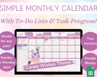 Digital Smart Calendar for Google Sheets, Task Tracker Spreadsheet ...