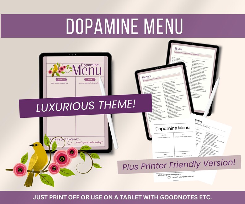 Dopamine Menu Dopamenu | 200 Tasks | Gratitude Journal | Self-care ...