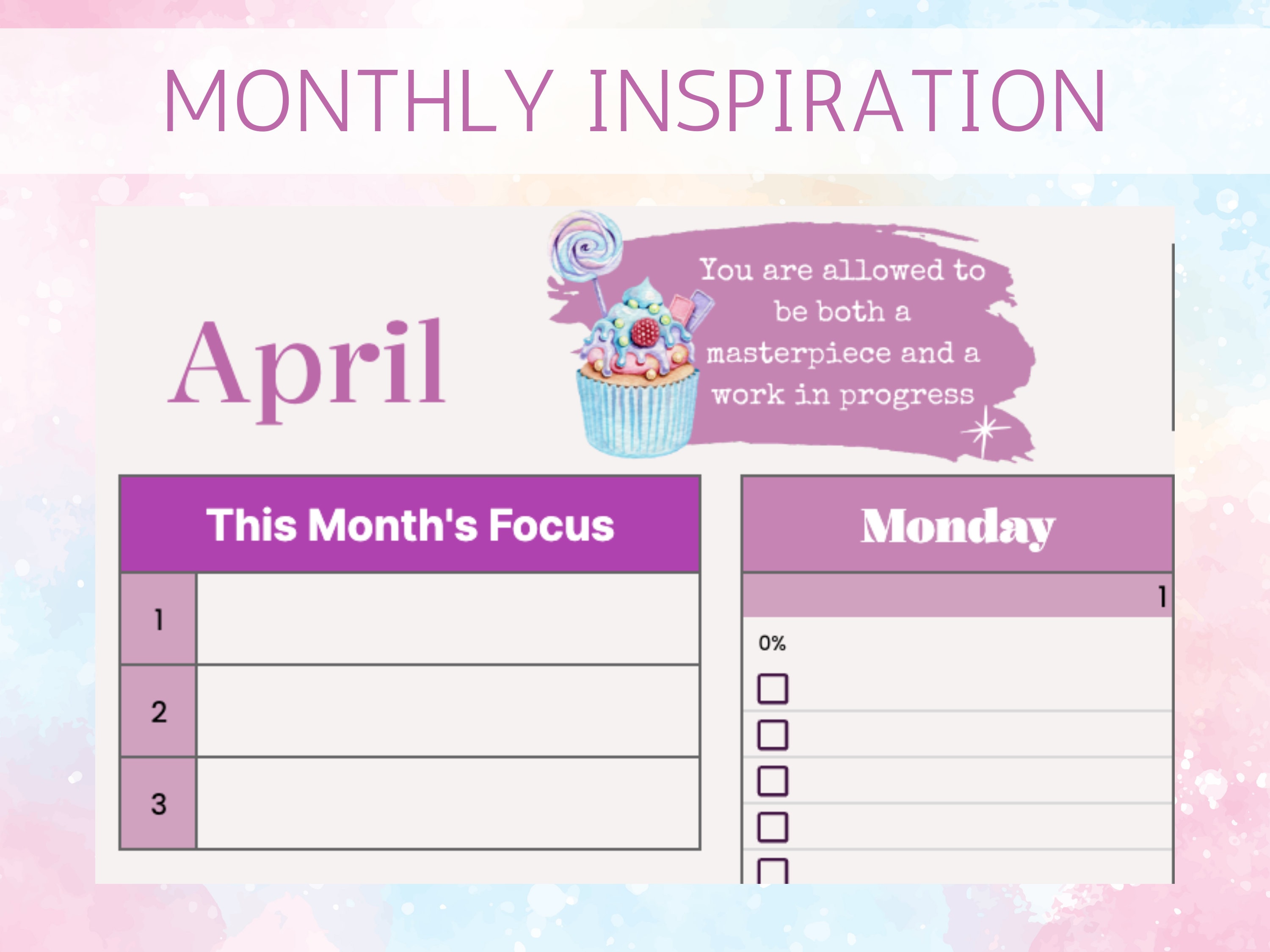 Digital Monthly Calendar | Google Sheets | Productivity Planner ...