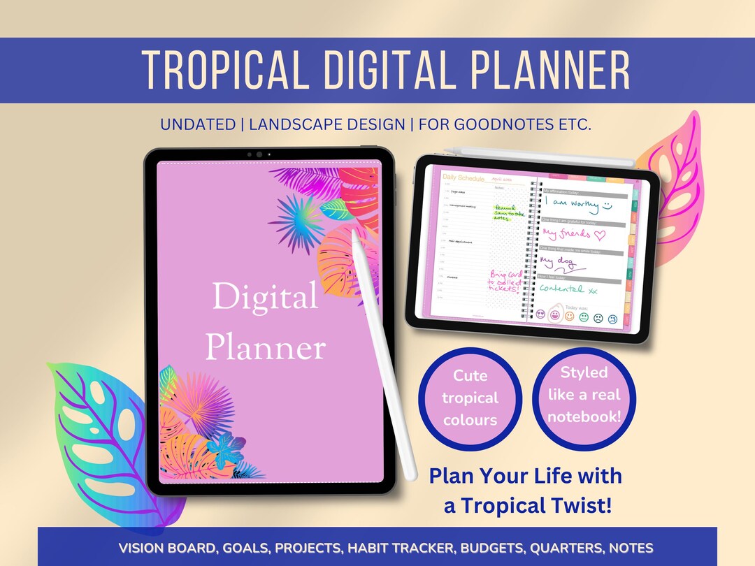 Digital Planner | Undated Yearly Planner 2024 2025 2026 | Goodnotes ...