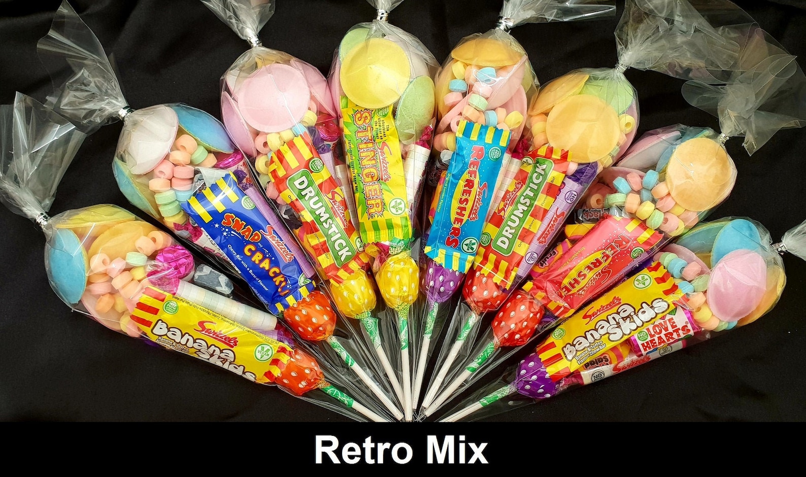 20 Pre Filled RETRO Sweet Cones Party Bags Kids Children Vegetarian ...