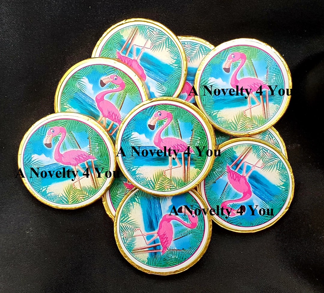 Pink Flamingo Milk Chocolate Coins Party Bag Filler Wedding Favours ...